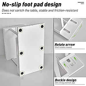 MDHAND Rotating Spice Rack Organizer, Multi-function Spice Rack Organizer For Cabinet, Kitchen Double Layer Rotating Spice Rack Organizer Cabinet/Pantry Wall/Countertop