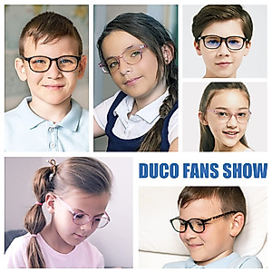 DUCO Blue Light Glasses for Kids Girls Boys,Gaming Computer TV Phone Fake Glasses for Kids Age 6-10,Anti Bluelight & UV K023