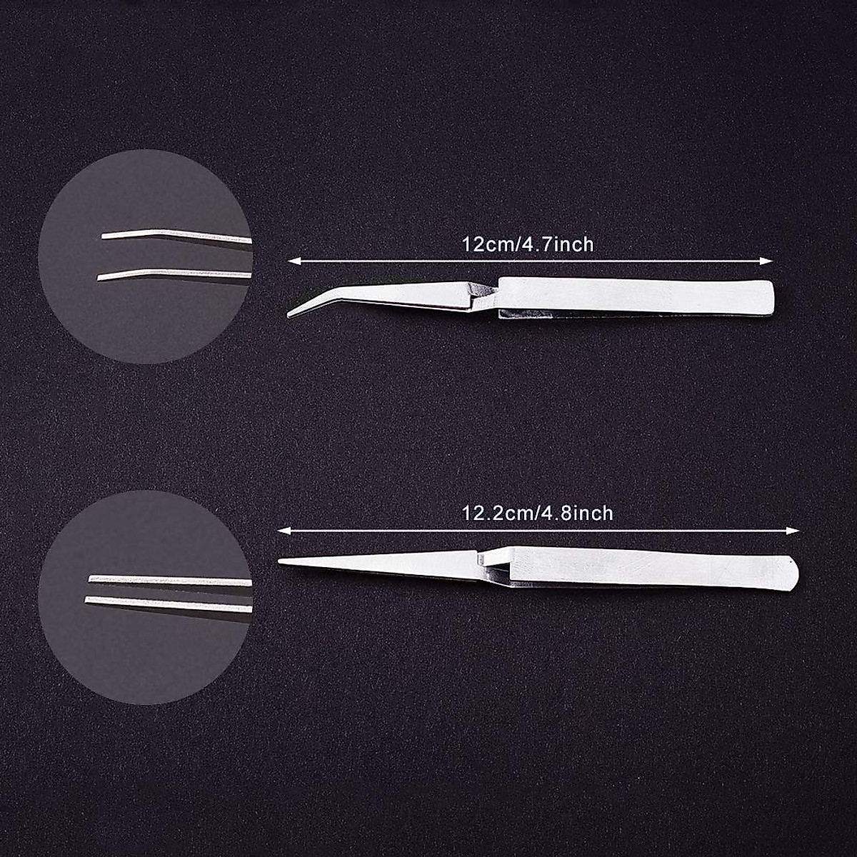 WANDIC Precision Tweezers Set, 6 Pcs 2 Styles Stainless Steel Tweezers Repair Kit for Craft, Jewelry, Electronics, Laboratory Work