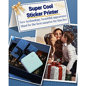 Memoking Inkless Bluetooth Printer - HD 300dpi Photo Sticker Printer Machine Mini - M02 Pro Thermal Mini Printer for Pad&Phone - 2" Mini Sticker Maker Machine Printer for Memo,Photo,DIY,Fun,1D/QR,Logo