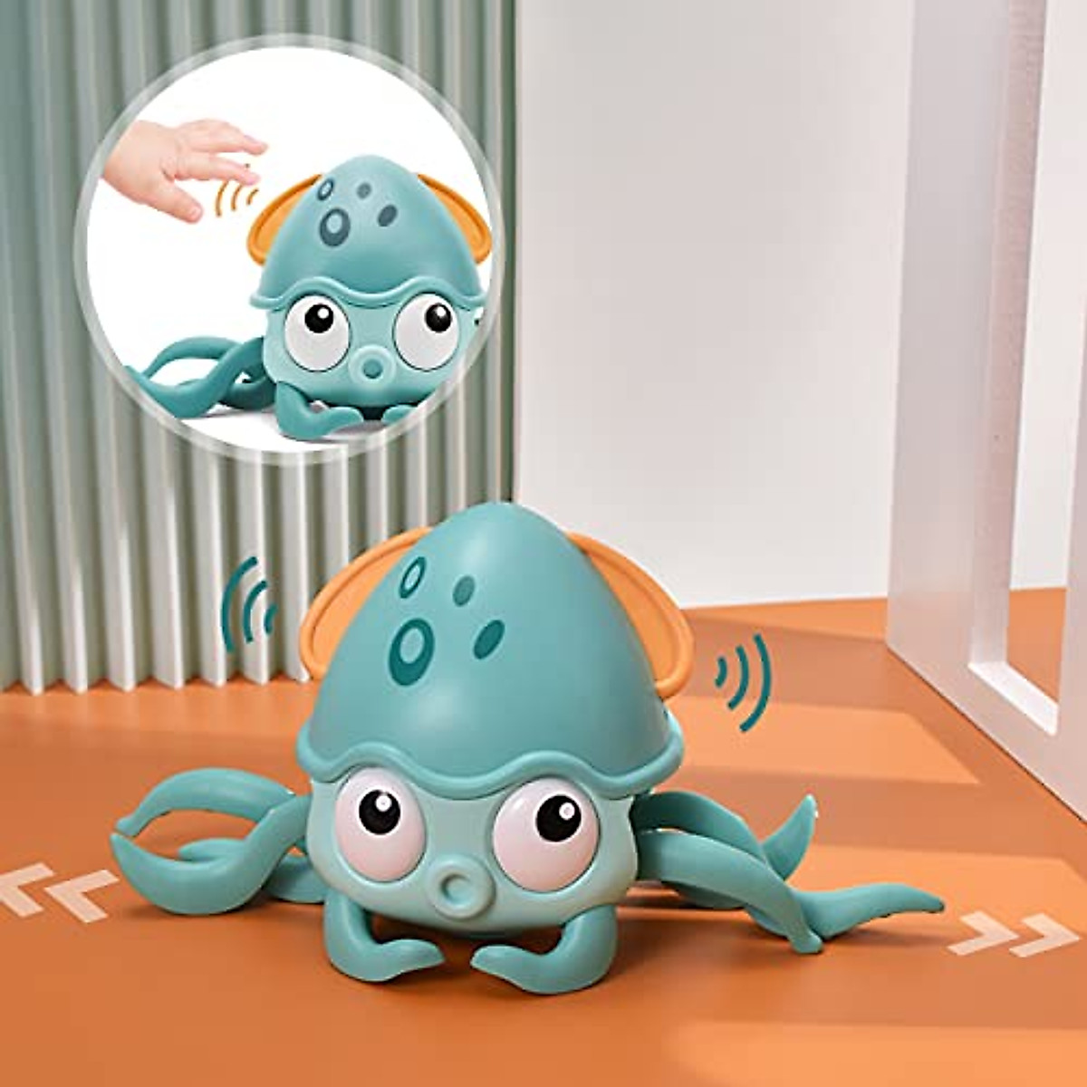 Growinlove Baby Crawling Toy Musical Interactive Crawling Octopus Toy with Music, LED Light Up and Automatically Avoid Obstacle, Moving Toy for Toddler Babies Boys Girls