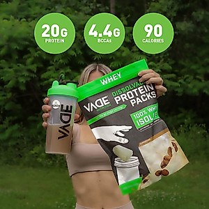 VADE Nutrition Dissolvable Protein Packs - 100% Whey Isolate Protein Powder Cappuccino - Low Carb, Low Calorie, Lactose Free, Sugar Free, Fat Free, Gluten Free - 30 Packets to Go