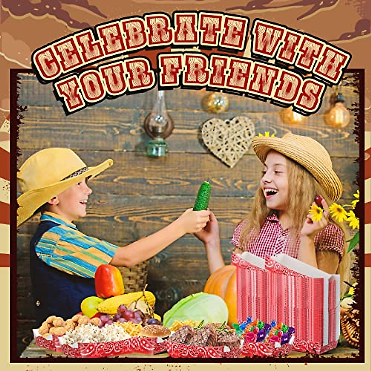 100 Pieces Cowboy Paper Food Trays Cowboy Party Supplies Western Paisley Food Tray Western Snack Candy Holder Trays Disposable Serving Trays for Cowboy Party Decorations Food Holder Trays (Red)