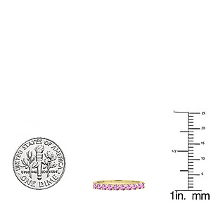 Dazzlingrock Collection Round Pink Sapphire Ladies Stackable Anniversary Wedding Band in 10K Yellow Gold, Size 7.5