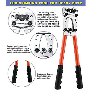 haisstronica Battery Cable Lug Crimping Tools with Wire Cutter-Wire Crimping Tool,AWG 10 8 6 4 2 1,Battery Terminal Crimper for Heavy Duty Wire Lugs,Battery Terminal,Copper Lugs Terminal (ORANGE)