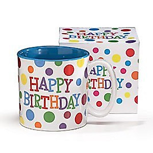 "Happy Birthday" Polka Dot Mug Ceramic Bright Colors!