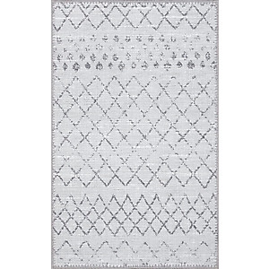GLN Rugs Contemporary Collection - Machine Washable Modern Area Rug, Contemporary Washable Rug, Non Slip Area Rug, Abstract Living Room Rug, Bedroom Rug, Bathroom Rug (2'x3' Gray Rug)