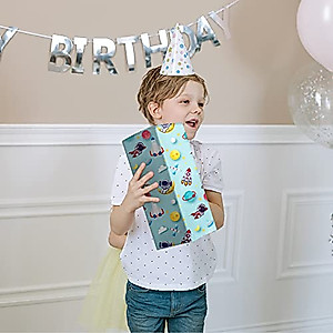 Out Space Wrapping Paper for Boys Girls Kids, Astronauts Rockets Moon Satellites Probes Planets Pattern Space Galaxy Wrapping Paper for Space Sky Fanatics Women Men Birthday Party Gift Wrap Paper