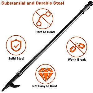 Fire Pit Poker, 46 Inch Extra Long Outdoor Fire Poker for Fireplace, Fire Pit, Campfire, Wood Stove and Indoor Use, Heavy Duty Wrought Steel Campfire Poker Tool, Rust-Resistant Black Finish