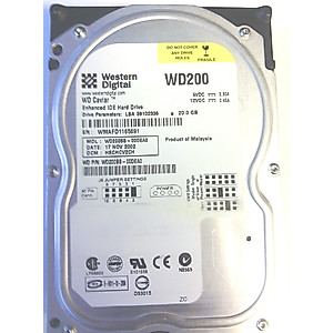 Western Digital HDD 20GB IDE, WD Caviar WD200BB-75DEA0, DP/N 01T320 REV A00