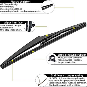 AUTOBOO 26"+16" Windshield Wipers with 12" Rear Wiper Blade Replacement for Toyota RAV4 2019 2020 2021 2022 2023,Mazda 5 2015 2014 2013 2012 2011 2010-2006 -Original Factory Quality (Pack of 3)