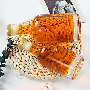 shyliey 8 Pack Clear Glass Bottles 3.4oz/100ml Bottles for Wine Beverages Drinks Oil Vinegar Kombucha Beer Water Soda with Gold Cork Stopper Airtight Lid (8 Pack)