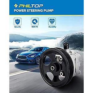 PHILTOP Power Steering Pump 21-167 OE Replacement For SX4 2007 2008 2009 2.0L L4 with Pulley, 4911080J00 Power Assist Pump, Automotive Replacement Power Steering Pumps