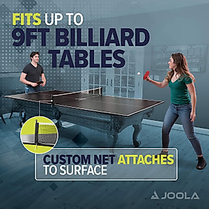 JOOLA Table Tennis Conversion Top with Net Set - Full Sized MDF Ping Pong Table Top for Pool Table - Quick Assembly with Foam Backing to Protect Billiard Table