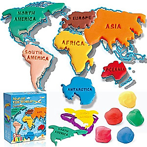 Color Dough Sets for Kids Ages 2-4, Map of The World Color Dough Tools Toys for Ages 5-7, Seven Continents Color Dough Accessories Set Gifts for Toddlers Boys Girls 3 4 5 6 7 Years Old 13 Piece