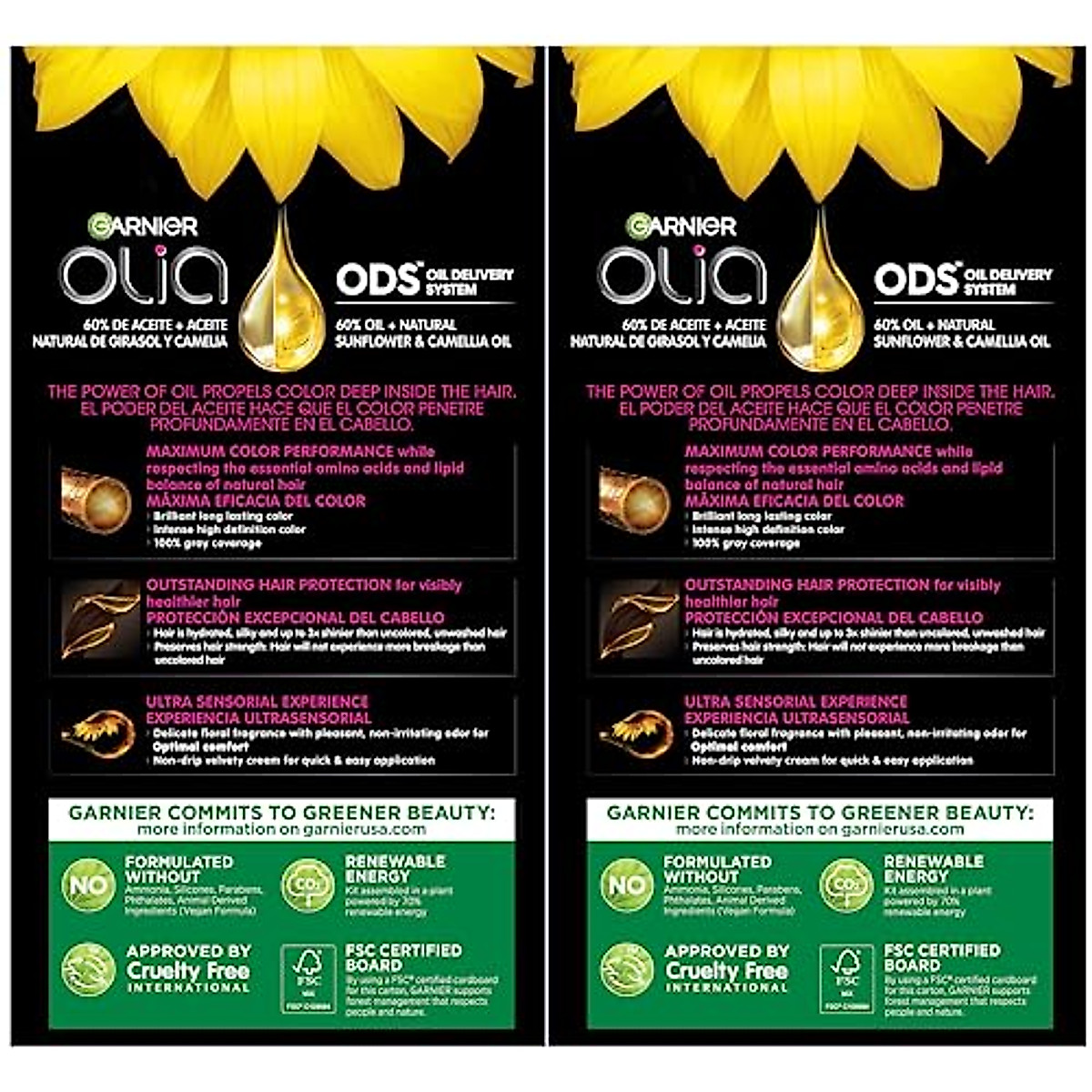 Garnier Hair Color Olia Ammonia-Free Brilliant Color Oil-Rich Permanent Hair Dye, 7.45 Dark Fire Ruby, 2 Count (Packaging May Vary)