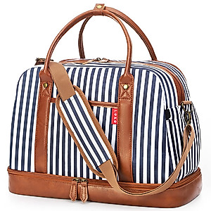 Lekebaby Baby Diaper Bag for Travel Maternity Bag Diaper Tote Hospital Bag, Newborn Registry Baby Shower Gifts,Blue Striped