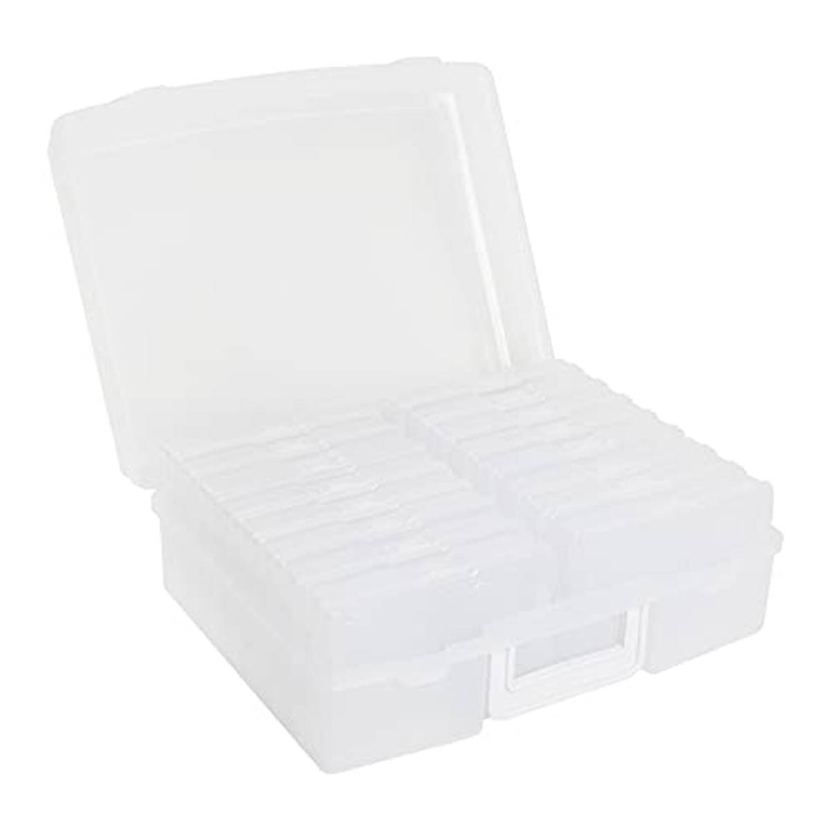 novelinks Transparent 4" x 6" Photo Cases and Clear Craft Keeper with Handle - 16 Inner Cases Plastic Storage Container Box (Clear)