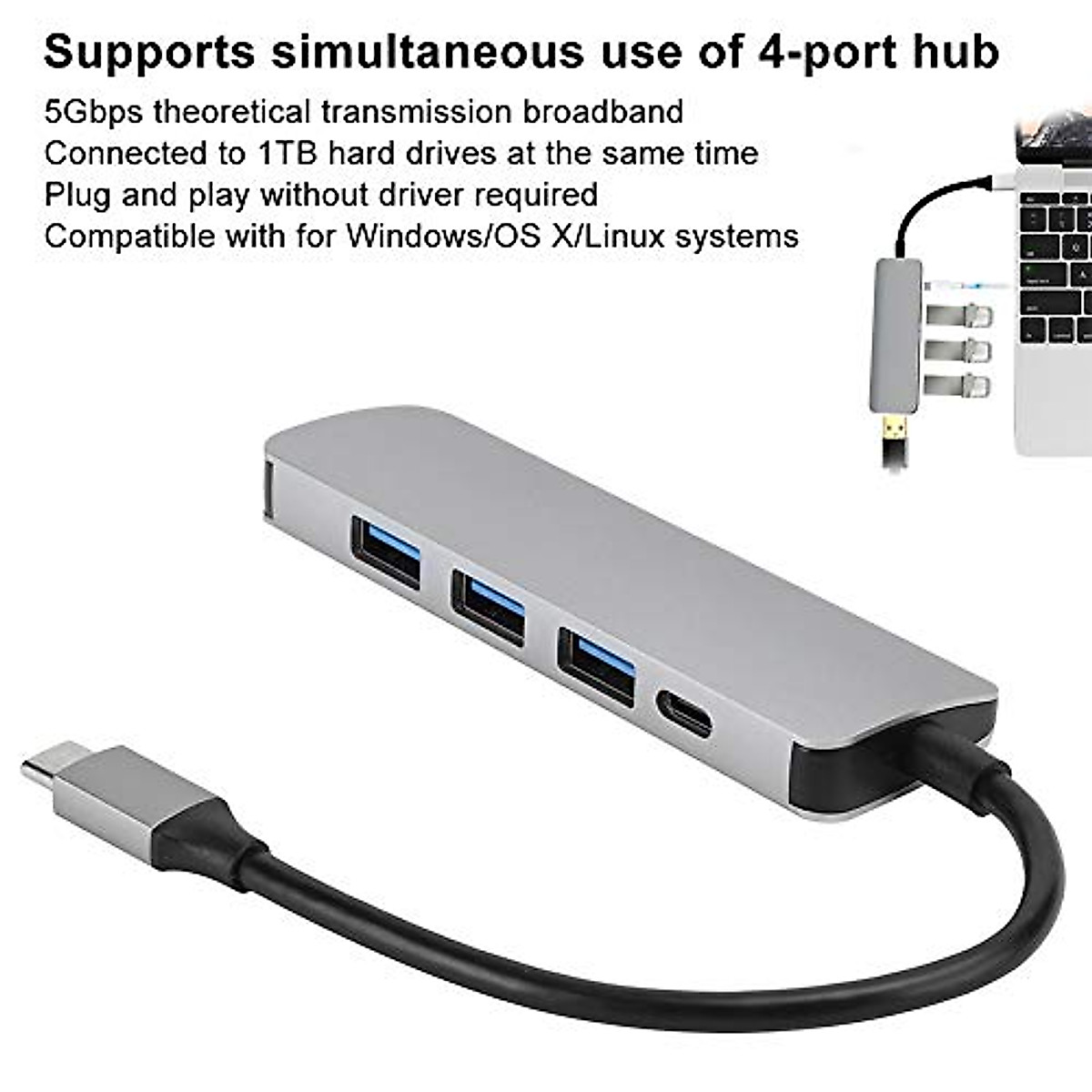 Type-C Expander, Large?Capacity Device PD Power Supply Docking Station, Multifunctional Converter for Type?C Mobile Phone Notebook Keyboard Mouse