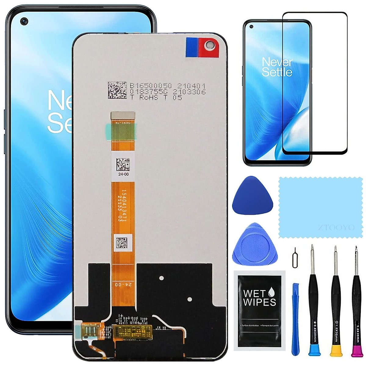 for OnePlus Nord N200 5G Screen Replacement kit for Nord N200 Screen Replacement DE2118 LCD Display Touch Screen Assembly with Tools 6.49 inch