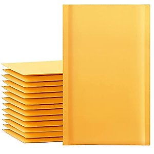 HBlife 50Pcs Bubble Mailers, 4x8 Inches Self Seal Kraft Poly Mailers, Padded Envelopes Shipping Bags Packaging for Small Business