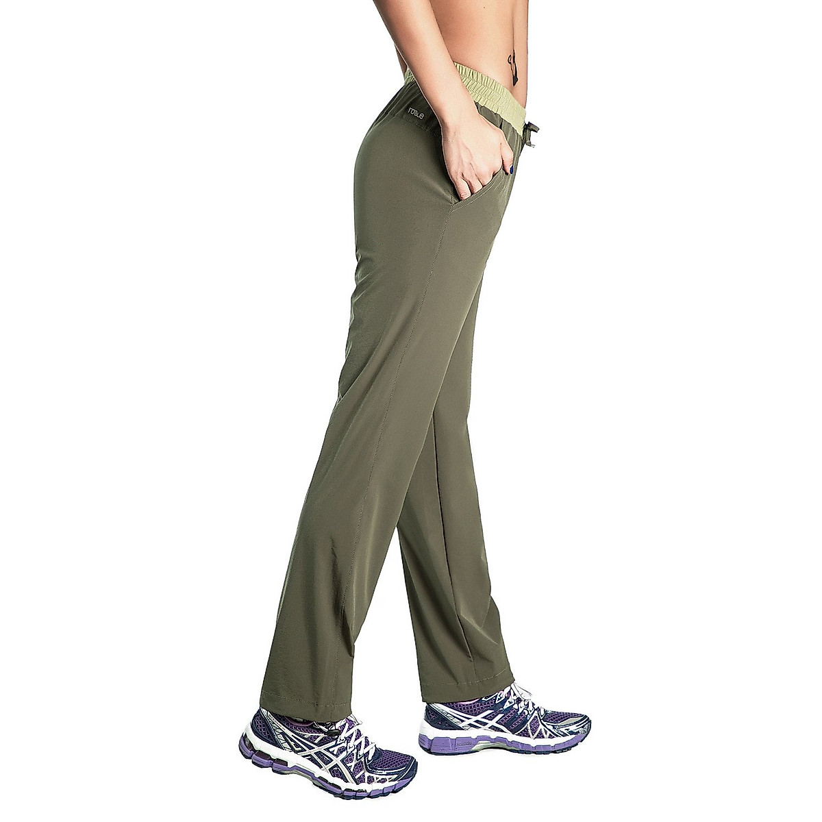 Nonwe Women's Quick Dry Hiking Camping Pants with Elastic Waist Green S/29 Inseam