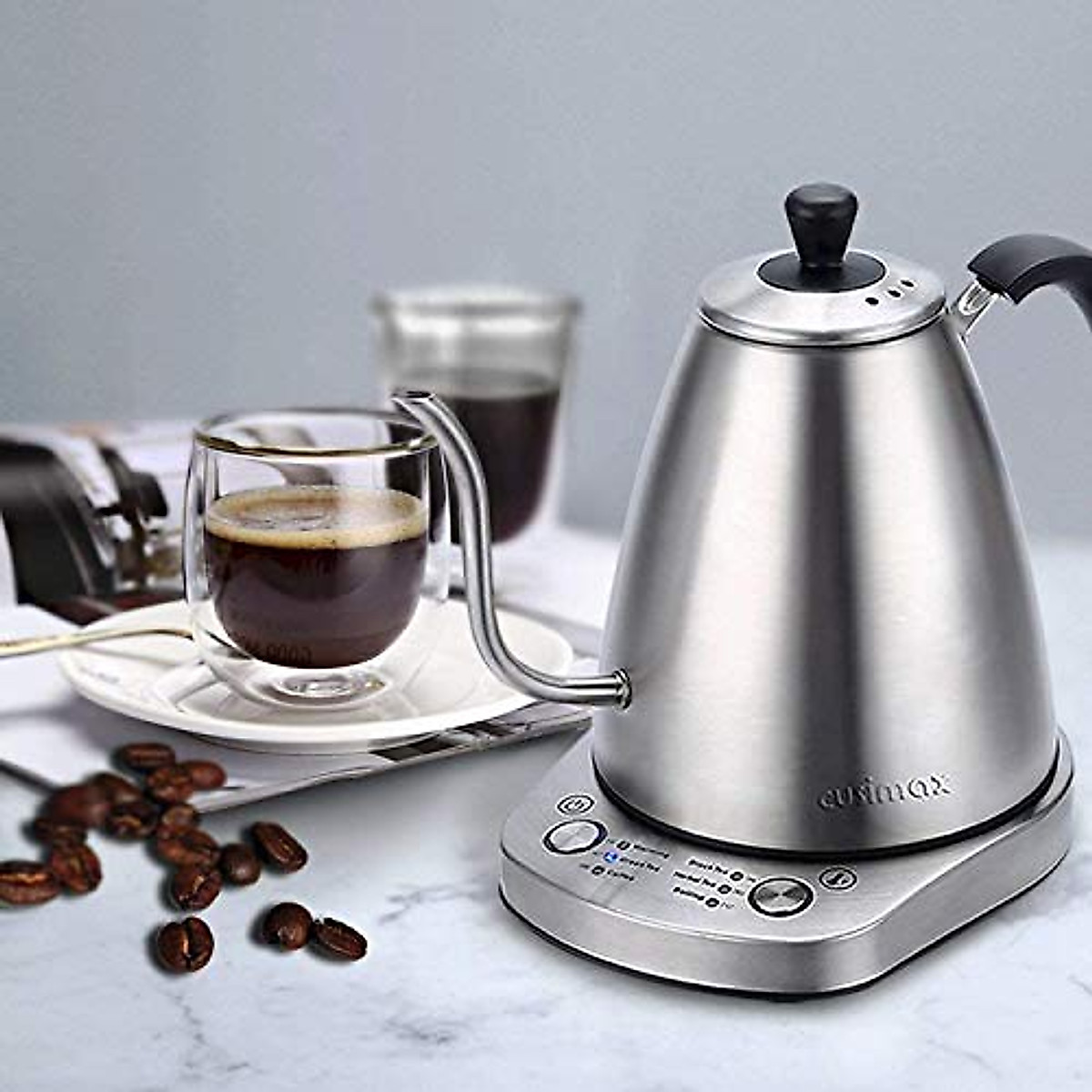 CUSIMAX Gooseneck Kettle, 1000W Electric Kettle 1L, Variable Kettle with 6 Temperatures Pour Over for Drip Coffee and Tea, Stainless Steel Kettle with Auto Keep Warming and Boil-Dry Protection