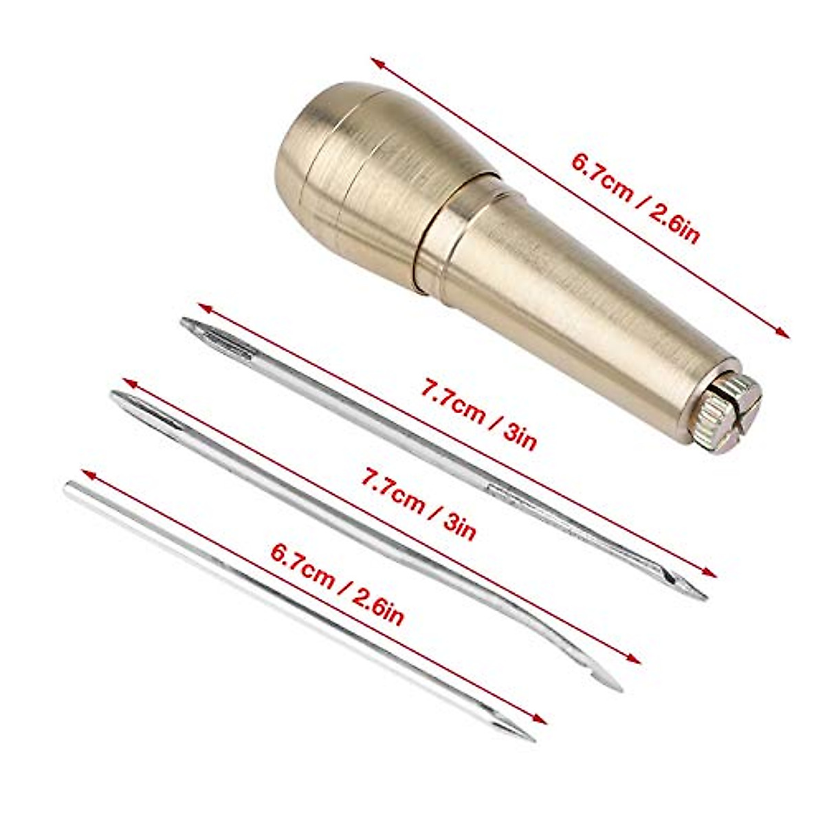 GLOGLOW 3 Needles Hand Stitcher Sets, Vintage Sewing Awl with Crochet Hand Leather Sewing Awl Kit Leather Shoe Repair Tool for DIY Sewing Canvas Leather Craft