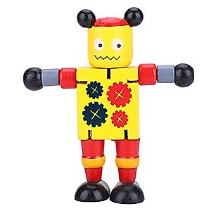 banapoy Wooden Robot Toys, Non-Toxic Safety Durable Kids Robot Toys, for Kids(Yellow)