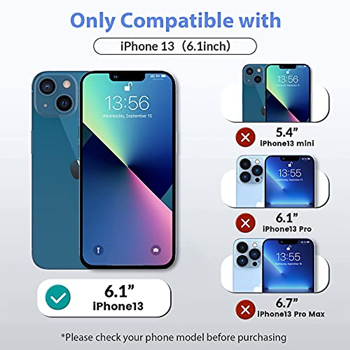 LK 3 Pack iPhone 13 Screen Protector with 3 Pack Camera Lens Protector, Easy Install, HD Clarity, Touch Sensitive, 9H Hardness Tempered Glass for iPhone 13 6.1 Inch - Case Friendly