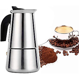 GOTOTOP Espresso Coffee Maker,100ml Stainless Steel Espresso Percolator Coffee Mocha Coffee Pot Kettle Stove Top Maker Mocha Pot for Use on Gas or Electric Stove (100ml)