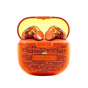 Cyberpunk Printing Wireless Bluetooth 5.3 Earbuds Headphone with Charging Case & Microphone, Noise Cancelling Earbuds, Waterproof Sport Workout Call Music In-Ear Headphones Earbuds Earphones Orange