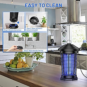 Bug Zapper Outdoor, 4000V 5ft Cord Mosquito Killer Lantern, Attracts Gnats, Flies, Mosquitoes & Flying Insects, Waterproof Attractant Trap for Indoor & Outdoor - Backyard, Patio, Deck, Garden, Camping