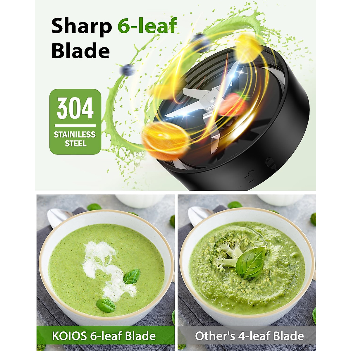 KOIOS Smoothie Blender, 900W Blenders for Kitchen with 27oz No-BPA Portable Bottles and Spout Lids, 3 Modes Personal Mixer Blender for Shakes Smoothies Frozen Drinks Baby Food, Nutritious Recipe