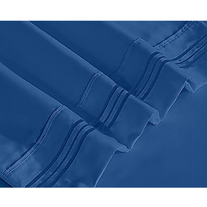 RUVANTI Full Size Sheets Set, Brushed Microfiber Sheets 4 Pieces (1 Fitted Sheet, 1 Flat Sheet, 2 Pillowcases), with 15-inch Deep Pockets, Lightweight & Compfy Premium Hotel Bedding, Royal Blue