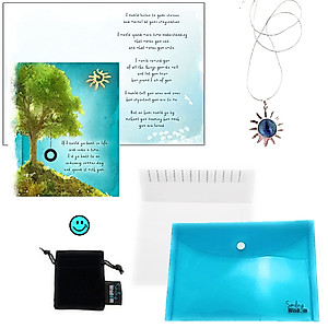 Smiling Wisdom - Sun Heartfelt Ordinary Summer Day Greeting Card and Sun Keepsake Gift Set - Woman, Daughter, Granddaughter, Sister - Blue Green Abalone Sun