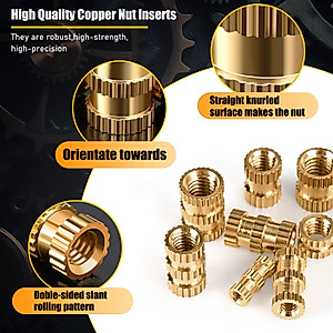 Canitu 420Pcs Threaded Inserts,M2 M3 M4 M5 Female Thread Metric Knurled Embedment Nuts Assortment Kit Brass Heat Set Insert for 3D Printing Components Injection Molding