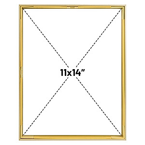 Frametory, Floating Picture Frame 11x14 - Gold Aluminum Metal Photo Frame - Real Glass of Front - for Wall Mount Displays