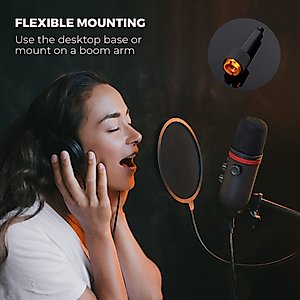 AUDIOPRO USB Microphone, Cardioid Condenser Gaming Mic for PC/Laptop/Phone/PS4/5, Headphone Output, Volume Control, USB Type-C Plug and Play, LED Mute Button, for Streaming, Podcast, Studio