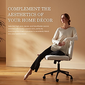 Dowinx Criss Cross Chair with Locking Wheels, Preminum Fabric and Pocket Spring Cushion, Adjustable Swivel Wide Seat Computer Chair, Morden Design Vanity Chair White