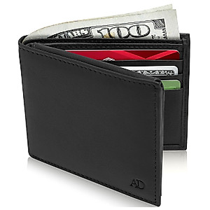Access Denied Slim Leather Bifold Wallets For Men - Minimalist Mens Wallet RFID Blocking Card Holder With ID Window Gifts For Men