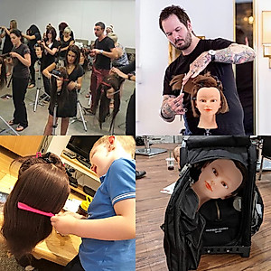 CZFY Cosmetology Mannequin Head with 100% Real Human Hair and Adjustable Stand 22-24” for Braiding Hair Styling Training Hairart Barber Hairdressing Fashion Salon Display (Blonde)