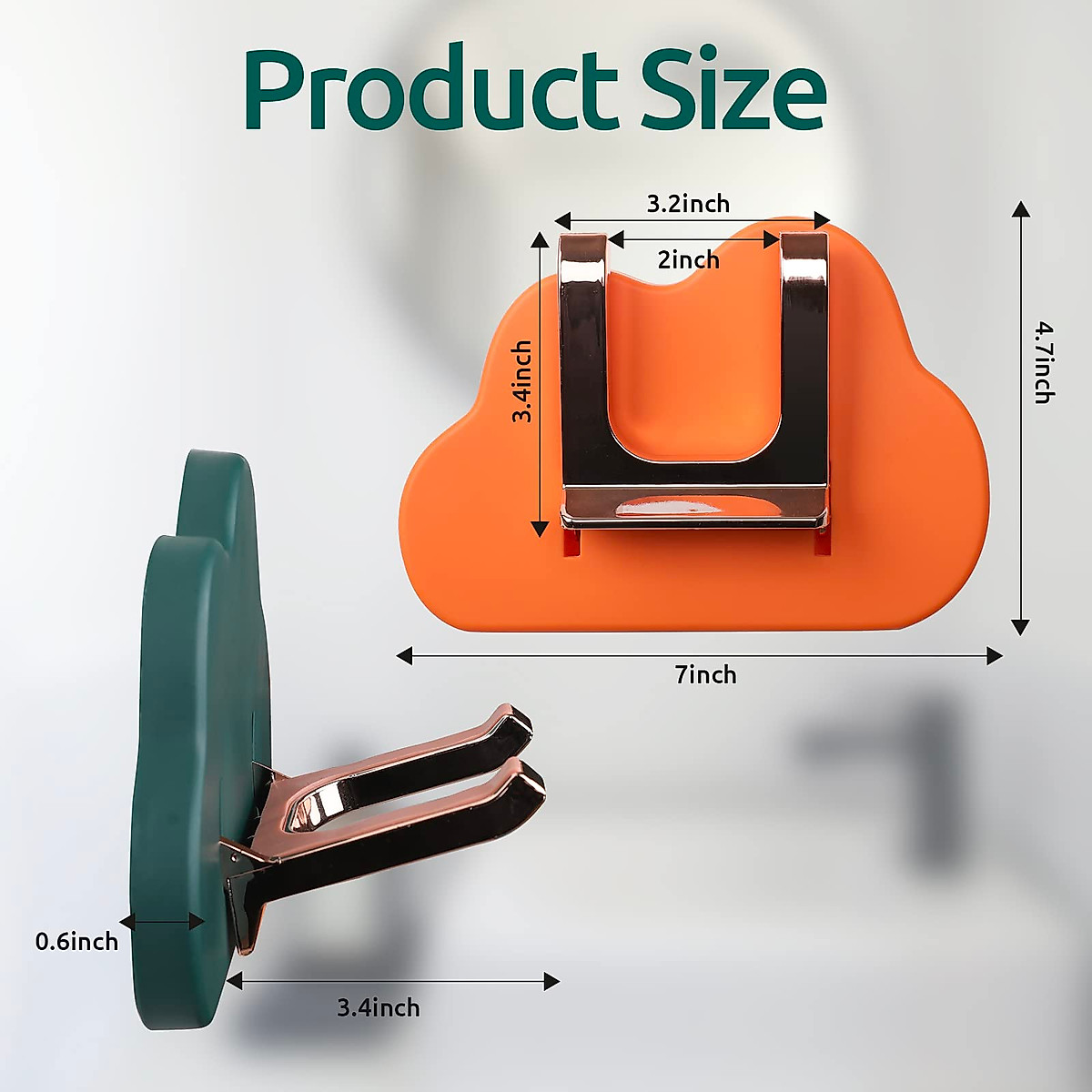 2 Pack Universal Hair Dryer Holder Wall Mounted, Blow Dryer Hanger Wall Mount for Hair Dryer Hook with Plug&Cord Organizer Self Adhesive for Cabinet Bathroom(Orange and Green)