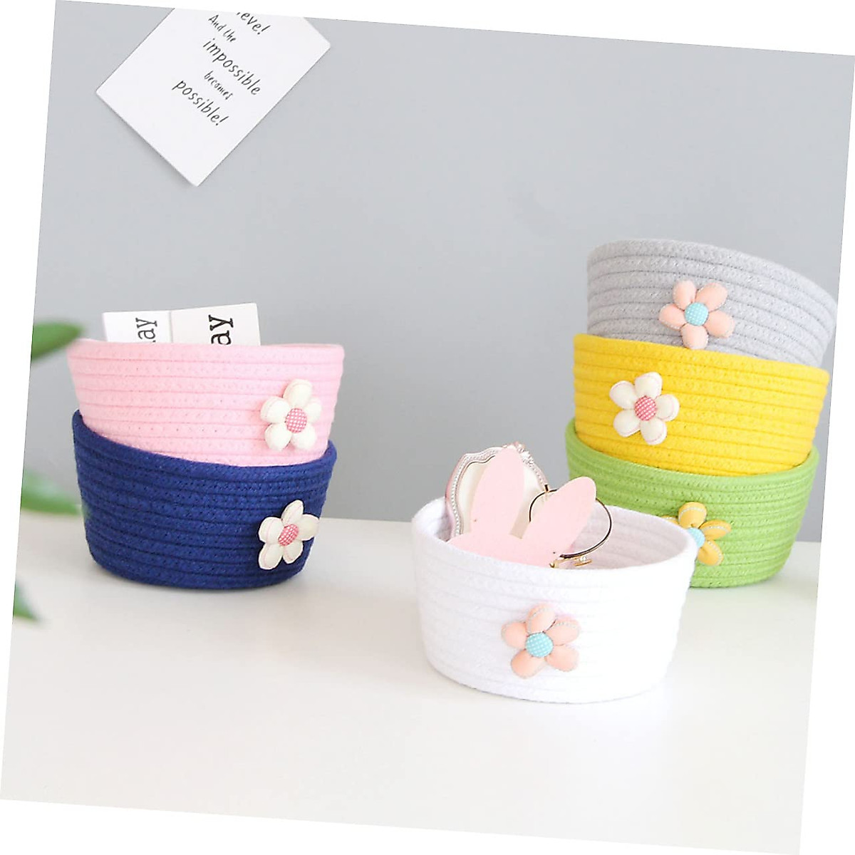 Cabilock Storage Box Storage Trays Baskets Woven Hamper Storage Bin Baskets Storage Bin for Toys Storage Baskets Cotton Rope Basket Sundries To Weave Woven Basket Cotton