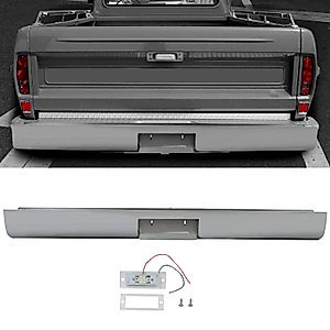 KUAFU Rear Bumper Roll Pan Compatible with 1967-1972 Ford F100 Fleetside Steel Rollpan w/License Plate Hole & LED Light