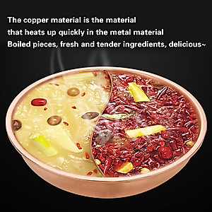 Chafing Dishes Copper Pot Hot Pot Thickened Pure Copper Old-fashioned Mandarin Duck Pot Home Pot Soup Pot Flat Bottom Induction Stove For Family Dinners And Outdoor Picnics (Color : Brass, Size : 32