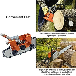 Firlar Chainsaw Sharpener Kit, Chainsaw Chain Sharpening Jig, Hand Crank Chainsaw Blade Sharpener, Portable Chainsaw Sharpening Tool for Chain, Lumberjack, Garden Worker, 3 Grinding Head