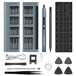 62 In 1 Mini Electric Screwdriver, Rechargeable Portable Small Cordless Electric Screwdriver Kit With Led Light and 48 Standard Screwdriver Heads, Handy Repair Tool for Phone Watch Camera Laptop.