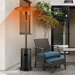 GRAND PATIO Outdoor Propane Heater with Wheels, 48,000 BTU Freestanding Mushroom 7' Powdercoated Steel LP Patio Heater with protective cover, Graphite