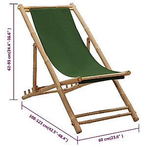 Gecheer Deck Chair Bamboo and Canvas Green 1102761A